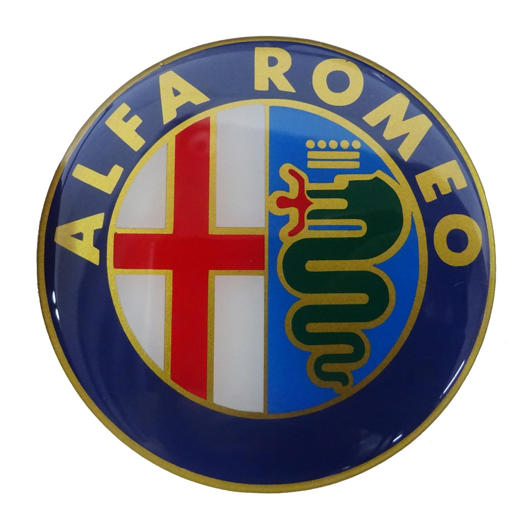 ALFA ROMEO ΑΥΤΟΚΟΛΛΗΤΟ ΣΗΜΑ ΚΑΠΩ / ΠΟΡΤ ΜΠΑΓΚΑΖ 7,4cm ΜΠΛΕ/ΧΡΥΣΟ ΜΕ ...