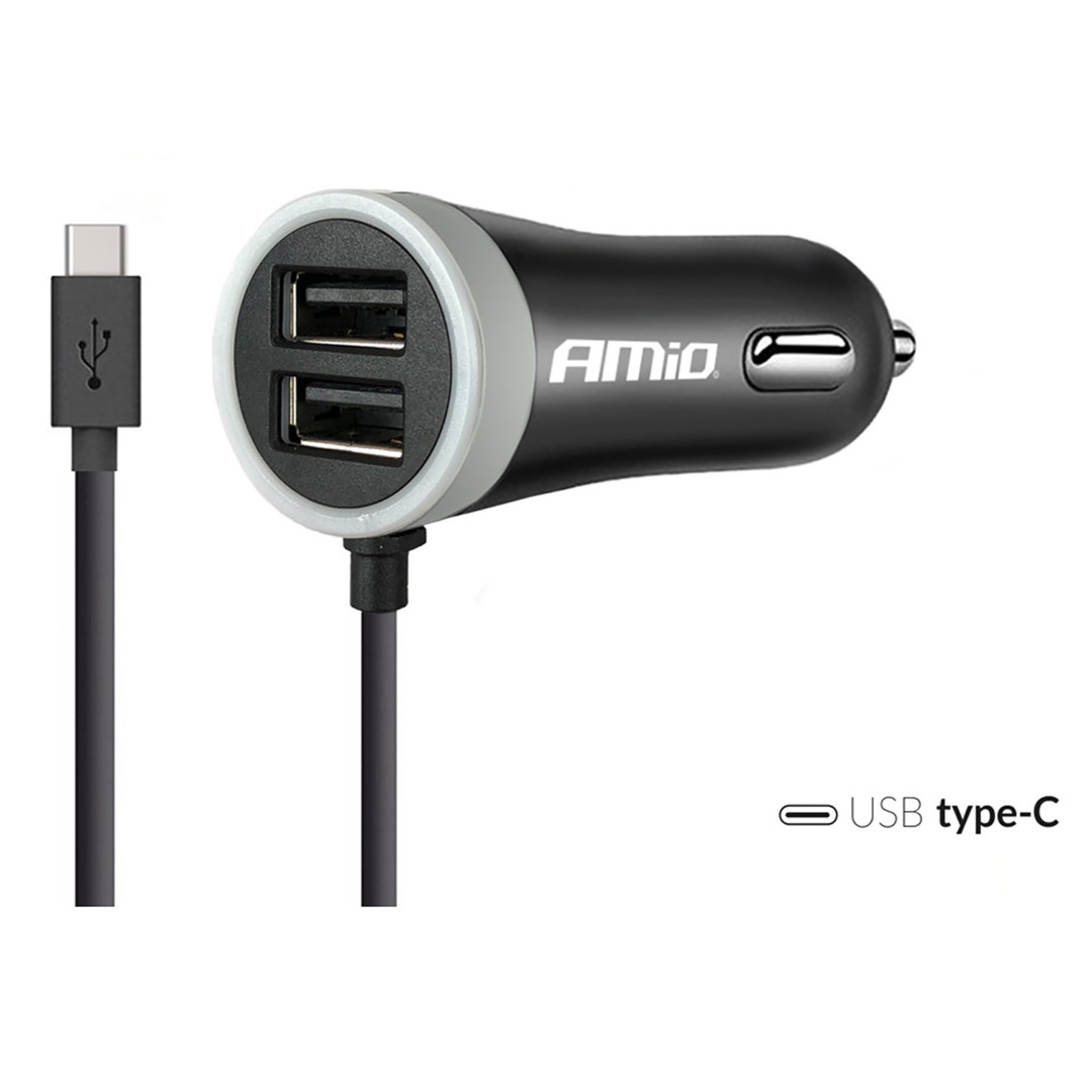 ΦΟΡΤΙΣΤΗΣ ΑΝΑΠΤΗΡΑ 12V 2,4A ΜΕ 2 ΘΥΡΕΣ USB ΚΑΙ 1 TYPE-C USB ΜΕ ΚΑΛΩΔΙΟ ...